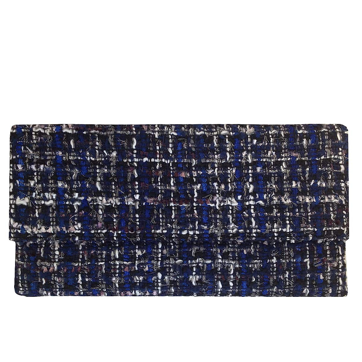 JNB Weaved Fabric Flat Clutch, Blue