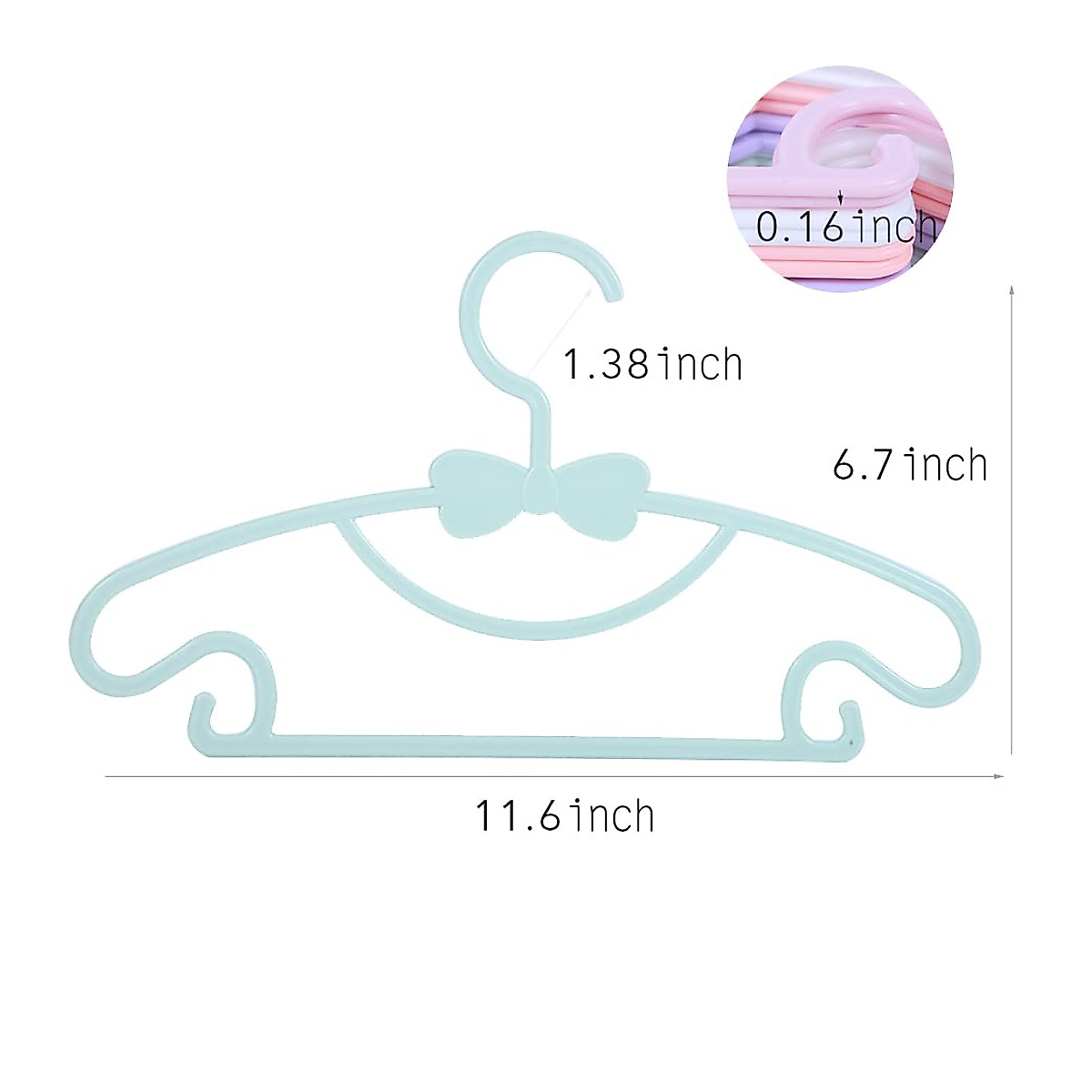 veeyidd Children's Hangers Plasti - 11.6" Size for Baby Kids Infant & Toddler Clothes (5 Colors, 50 Pack)