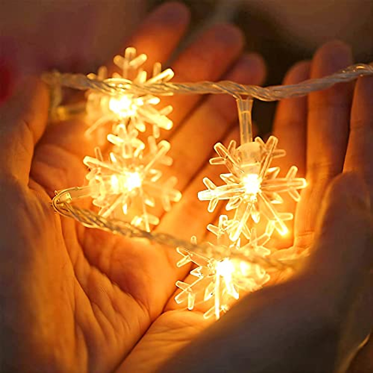 CHengQiSM 100 LED Snowflake Lights Fairy String Lights 32.8ft Plug in String Lights Christmas Holiday Home Garden Patio Party Decoration Indoor Outdoor Celebration Lighting, Warm White