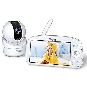 Baby Monitor 5.5" 720p HD Video Baby Monitor, 5000mAh Battery 26-Hour Audio Monitoring, Night Vision, Remote Pan Tilt, 2 Way Talk, VOX, Temperature, Feeding Reminder, 4X Zoom, 1000ft Range, Lullabies