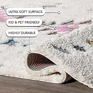 nuLOOM Jocelyn Tribal Shag Tasseled Area Rug, 8x10, White