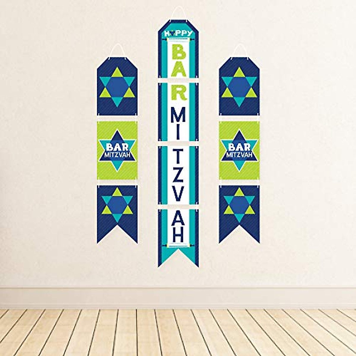 Big Dot of Happiness Blue Bar Mitzvah - Hanging Vertical Paper Door Banners - Boy Party Wall Decoration Kit - Indoor Door Decor
