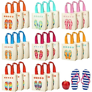 Kacctyen 24 Pcs Summer Gift Bags End of the Year Present for Kids Pool Party Favors Gift Bags Beach Bags for Kids Totes Bag Cute Reusable Travel Bags for Kids Summer Tropical End of the Year Party