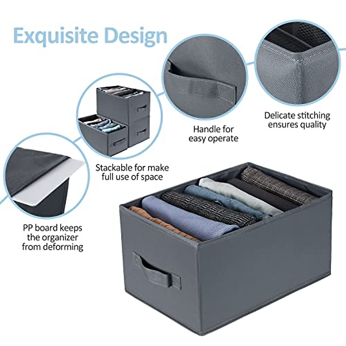 Hinotori Jeans Tshirt Drawer Organizer Tray for Clothes Leggings, Pants, Tights