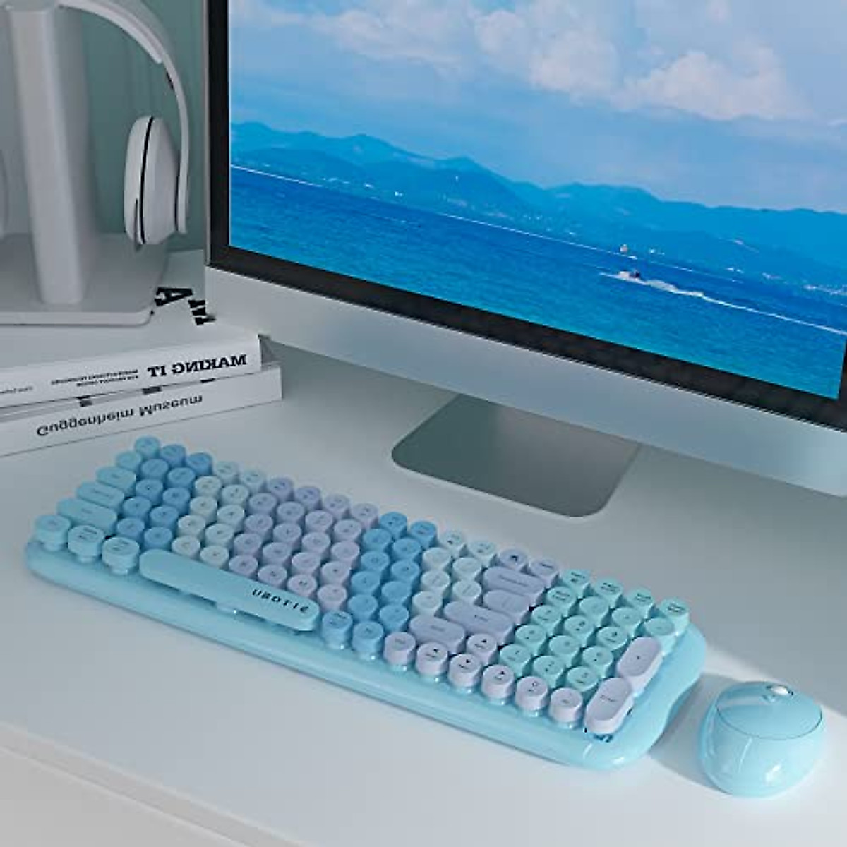 Wireless Keyboards and Mouse Combos, UBOTIE Colorful Gradient Rainbow ...