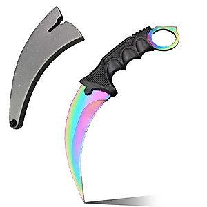 DOOM BLADE Karambit Knife Fixed Blade Knife Fixed Blade Tactical Camping Tool with Sheath and Cord for Camping Hunting，Fishing，Outdoor，Survival (Multicolor)