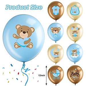 36 Pcs Bear Baby Balloons Latex Bear Balloons Blue Brown Bear Balloons We Can Bearly Wait Balloons Bear Party Decorations for Memorable Baby Shower Gender Reveal, Birthday Party Supplies