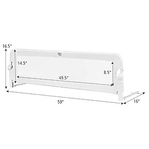 HONEY JOY Bed Rail for Toddlers, 59-in Extra Long, Portable Safety Bed Guardrail, Foldable Baby Bed Rail Guard, Fit King & Queen Full Twin Size Bed Mattress(White)