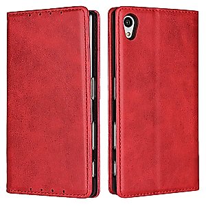 Smartphone Flip Cases Leather Wallet Case for Sony Xperia Z5, Premium Vegan Leather Case [Shockproof TPU Inner Shell] Slim Shockproof Protective Phone Case Compatible with Sony Xperia Z5 Flip Cases (