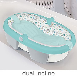 Summer® Foldaway Baby Bath (Under The Sea) - Convenient Baby Bathtub That Folds Compactly for Easy Storage and Travel - Inflatable Base for Extra Support - Durable Infant Tub