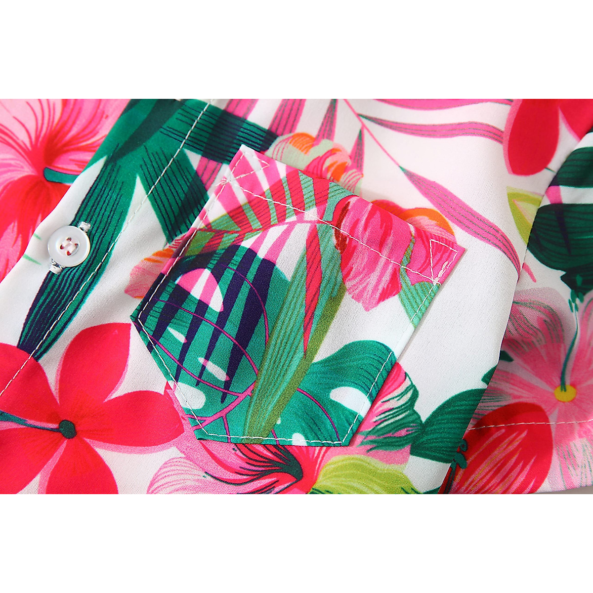 Baby Boys Hawaiian Print Shirt Button Down Shirts Aloha Short Sleeve Party Holiday Dress Shirt (2 Years, Pink Floral)
