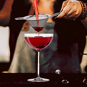 Rainspire Stainless Steel Small Strainer Fine Mesh Strainer, Mini Cocktail Strainer For Cocktails Tea Herbs Coffee & Drinks, Tea Strainer with Handle, Rust Proof, Silver