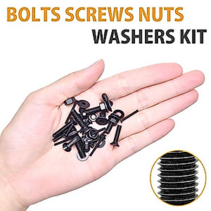 VIGRUE 1225PCS Metric M2 M3 M4 M5 Flat Hex Head Socket Cap Screws Black Zinc Plating Alloy Steel Small Bolts Nuts Washers Assortment Kit, Allen Socket Drive with 4Pcs Hex Wrenches