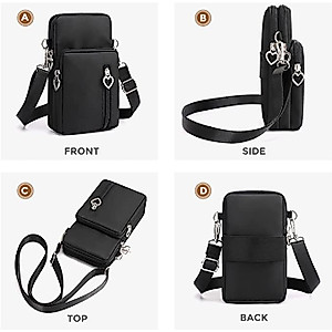 Small Crossbody Bags for Women, Black Waterproof Cell Phone Crossbody Wallet Purse Handbags Mens Gym Bags, Detachable Strap Multi Pocket Casual Outdoor Sling Designer Crossbody Bags for Women Unisex