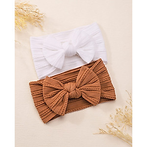 jollybows 6pcs Baby Nylon Headbands Hair Bow Elastics Hairbands Hair Accessories for Baby Girls Newborn Infant Toddlers Kids (Natural colors)