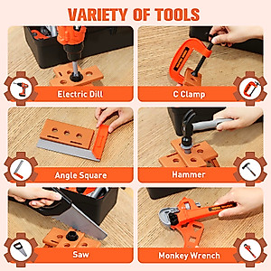 Kids Tool Set – Zealous 48 pcs Toddler Tool Set with Tool Box & Electronic Toy Drill, Pretend Play Kids Toys, Toy Construction Tools for Kids Ages 3,4,5,6,7,8 Years Old (A-Orange)