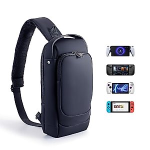 Sonicgrace Carry Case for Playstation Portal, Travel Bag for PS Portal/Nintendo Switch/OLED/Lite/Steam Deck/ASUS ROG Ally, Double-layer Leather Backpack for Game Console, AC Adapter, Dock, Accessories