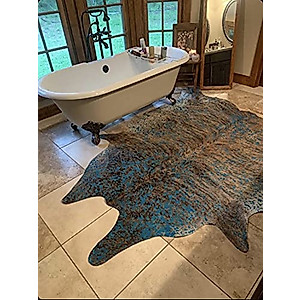 Deluxe Cowhides - Cowhide Area Rug - Turquoise Cowhide Approx 8X7 feet or 244X213cm