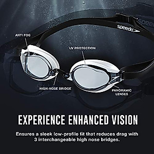 Speedo Unisex-Adult Swim Goggles Speed Socket 2.0 , Black/Silver Mirrored