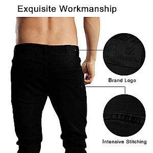 ZLZ Slim Fit Jeans, Men's Younger-Looking Fashionable Colorful Comfy Stretch Skinny Fit Denim Jeans, Black Jeans Pants for Men Size 32