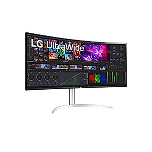 LG 40WP95C-W 40” UltraWide Curved WUHD (5120 x 2160) 5K2K Nano IPS Display, DCI-P3 98% (Typ.) with HDR10, Thunderbolt 4 with 96W PD, 3-Side Virtually Borderless Design Tilt/Height/Swivel Stand