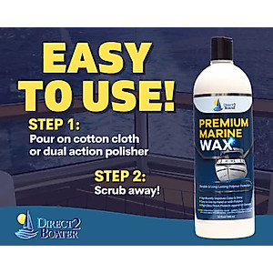 Premium Marine Wax for Boats & RV's with High Gloss Finish - 16 fl oz By Direct 2 Boater