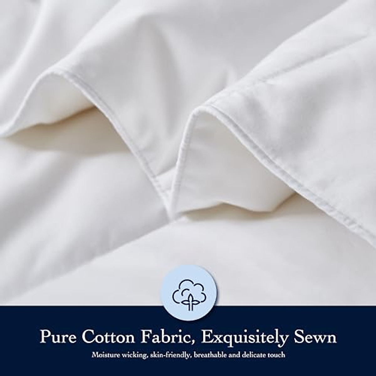 Serta White Down Feather Fiber Comforter Queen Size, All Seasons Warmth 300 Thread Count White Down Duvet Insert 500 Fill Power Fluffy Comforter with 100% Cotton Down Proof Cover