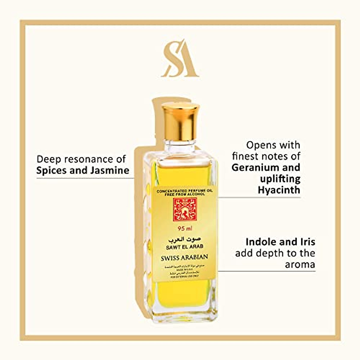 Swiss Arabian Sawt El Arab - Luxury Products from Dubai - Long Lasting Personal Perfume Oil - A Seductive, Exceptionally Made, Signature Fragrance - The Luxurious Scent of Arabia - 3.2 oz