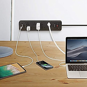 Huntkey Power Strip Surge Protector, 12 Outlets with 2 USB A Ports, 6ft Heavy Duty Extension Cord for Home, Office, Dorm Essential, 2390 Joules, ETL Listed, Black