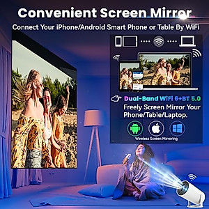 C Cosycost Mini Projector,Auto Keystone Correction Portable Projector 200 ANSI 4K Smart Projector with WiFi 6 BT 5.0 Screen Adjustment,180 Degree Flip,Built-in Android OS 11.0 Home Theater Projector