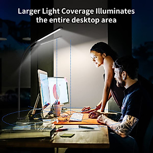 iZELL 154 LED Dimmable Desk Lamp - 【3 Colour Temperatures & 10 Brightness Levels】 2X 70cm Flexible Gooseneck with Swivel Clamp, Easy Clip on Reading Light, Led Table Lamp, Work Lamp for Home/Office