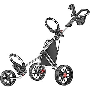 Caddytek CaddyLite 11.5 V3 3 Wheel Golf Push Cart - SuperLite Deluxe, Lightweight, Easy To Fold Caddy Cart Pushcart , Silver , 53.5 x 27 x 45"