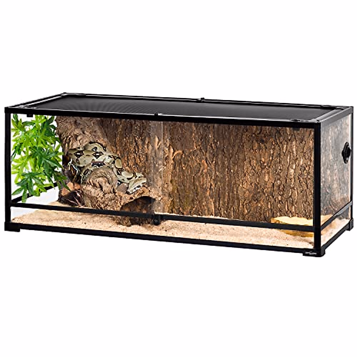 REPTI ZOO 67 Gallon Reptile Large Terrarium Newly Upgraded All Glass 48" x 18" x 18" Double Hinge Door with Top Ventilation Reptile Terrarium(Knock-Down)