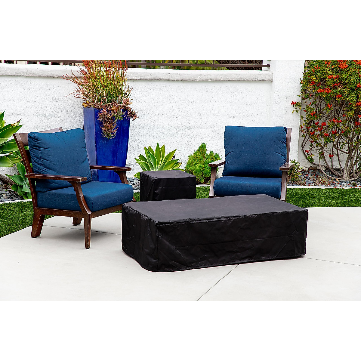 AMS Creations | Chelsea 55 inch Rectangular Wavy Dark Gray Concrete GFRC Natural Gas Fire Table Pit