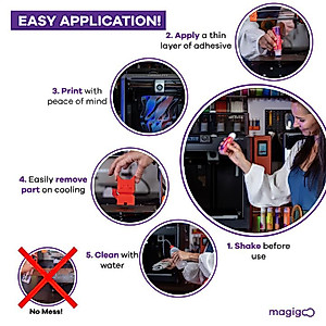 Magigoo, MO2018 3D Printer Adhesive Glue – Reduces Warping for ABS, PLA, PETG, HIPS, ASA, and TPU Filaments – Flex Plate, Glass, PEI, Buildtak, and Kapton Compatible - All-in-One Solution (4 fl. oz)