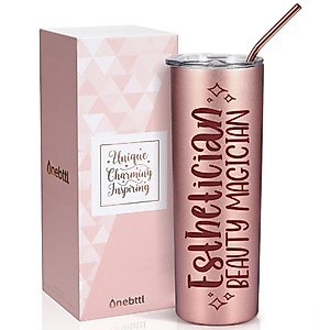 Onebttl Esthetician gifts for Women, Funny Beauty Magic Gifts Esthetician Decor, 20 oz Insulated Stainless Steel Tumbler, Rose Gold
