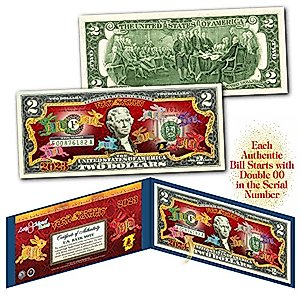 2023 Chinese Lunar New Year Year of The Rabbit Polychrome Uncirculated Two Dollar Bill Special Edition Collectible Display Blue Folio