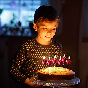 Metallic Heart Birthday Candles Cake Candles Cupcake Topper Candles Dessert Candle Holders for Wedding, Anniversary, Romantic Night, Mother's Day,Party Decoration