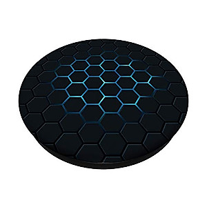 Black and blue design hexagon cool honeycomb for boys men PopSockets Swappable PopGrip