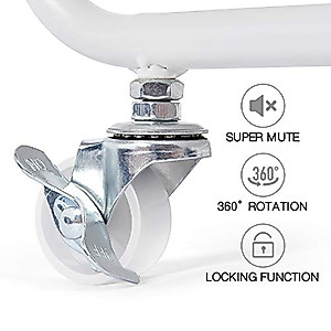 TOOLF 3-Tier Storage Rolling Cart, Kitchen Utility Cart with Wheels, Plastic Organiser Cart Rolling Trolley Shelving Unit, Storage Rack, Fruit Vegetable Rack