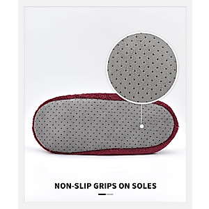 DICUIRD Womens Cozy&Warm Soft Sole Slipper Socks with Grippers-Fuzzy Fleece Lined House Slippers with Non-skid Bottoms (Wine Owl, 8-10)