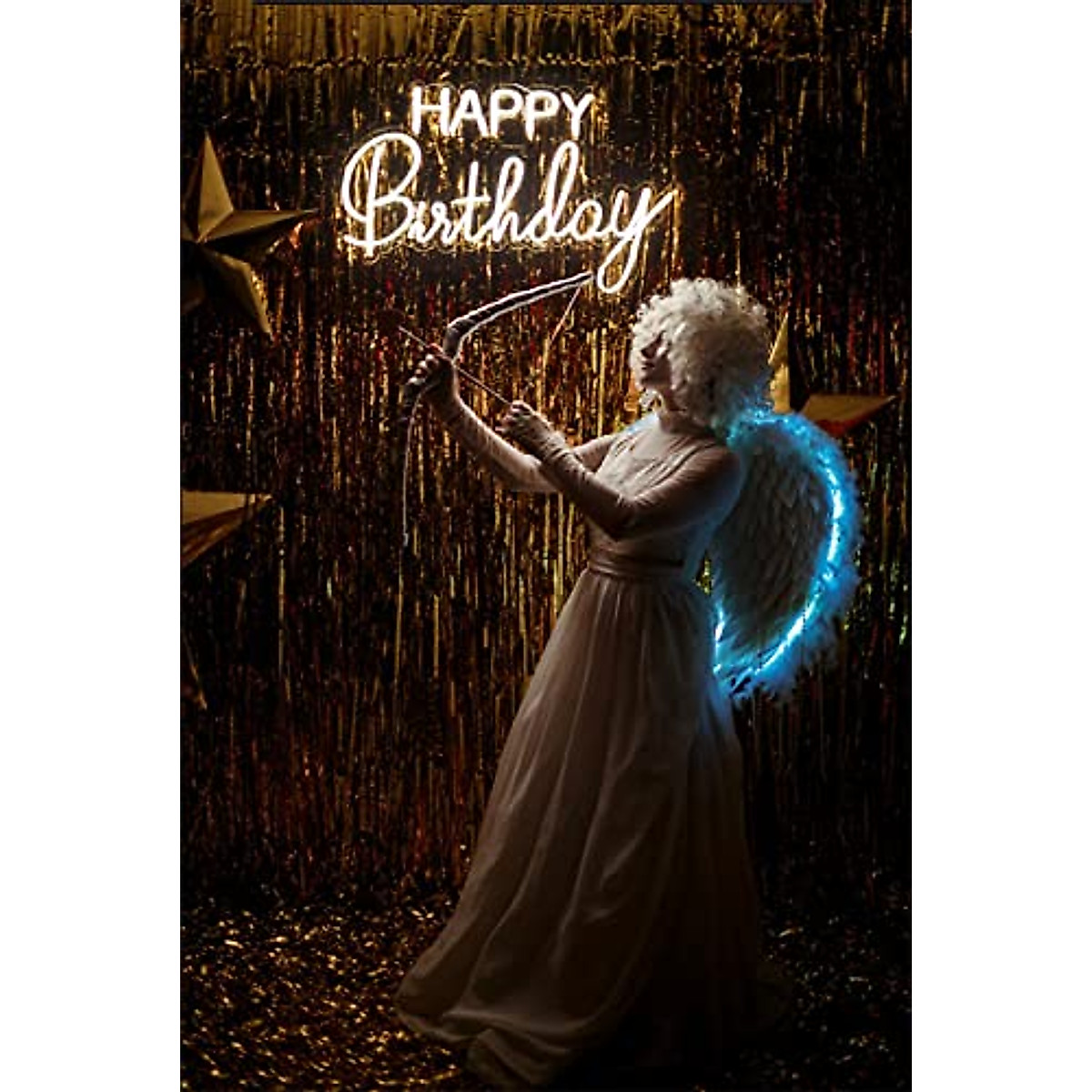 Neon LED Golden Happy birthday Signs USB Powered Acrylic Light For Wall Decor Teen Child Party Suprise Celebration Bedroom Living Room Bar Mitzvah Gift Prom(18.1"x15")