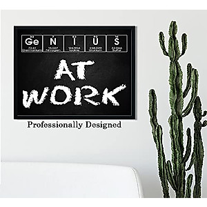 Genius At Work Periodic Table of Elements Print, 14"x11" Unframed Funny Science Poster, Chemistry Art Ideal for Science Lab, Teen Bedroom, Dorm Room or Home Decor