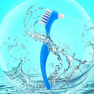Denture Clean Toothbrush for Denture Care Tool w/Multi Layered Hard Bristles Dual Hard Bristle for False Teeth Superb Total Cleaning