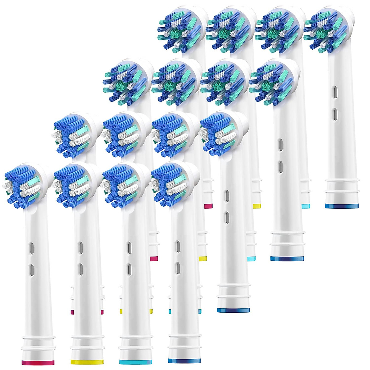 Replacement Brush Heads Compatible with Oral B Braun Electric Toothbrush- 16 Pk of Generic Assorted Brushes for Oralb- 8 Cross & 8 Floss- Fits Oral-b Pro 1000, Vitality, Triumph, Kids + More!