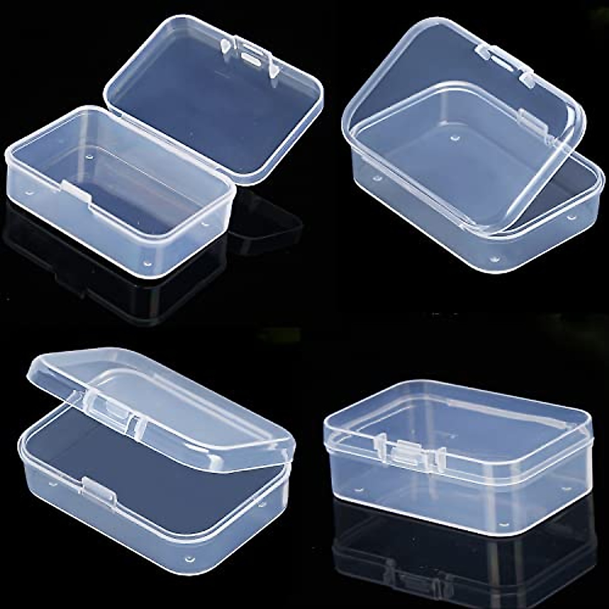 GBSTORE 10 pcs Small Clear Plastic Storage Box Mini Rectangle Bead Organizers Box Case Container for Jewelry Earplugs Crafts Nail Decoration Small Items
