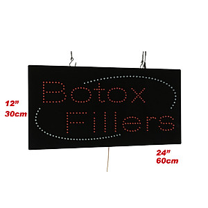 Botox Fillers Sign, 24"x12", 60x30cm, TOPKING, Signage, LED, Bright, Open, Signboard, Display, Grand Opening, Gift