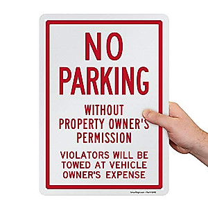 SmartSign No Parking without Property Owner's Permission Violators Towed at Vehicle Owner's Expense Sign, 10"x14", EG Reflective Aluminum, Rust-Free, Overlaminated for Protection, USA-Made