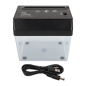 USB Paper , A6 Micro Cut Paper with Letter Opener Function Portable Mini Paper for Paper, Invoices, Receipts, PP Plastic, USB or Battery Powered