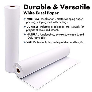 Durable Art Easel Paper Roll for Crafts, Drawing & Painting | Ideal for Kids Projects | 17.75 inches x 100 feet | by Paper Pros